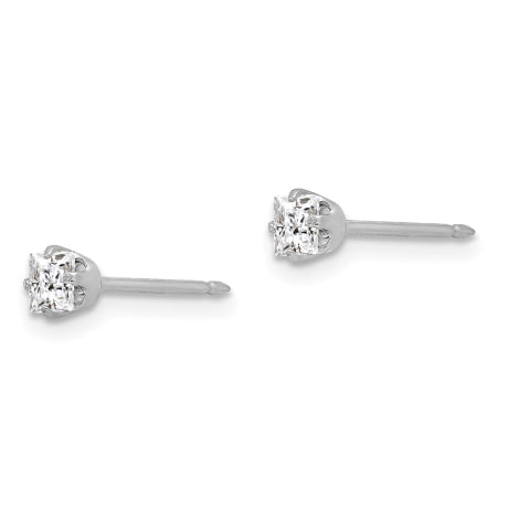 Inverness 14k White Gold 3mm Square CZ Post Earrings – Barclay's Jewelers
